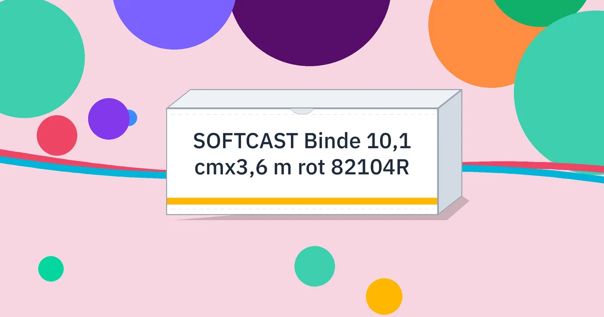 Symbolbild: Packung mit der Aufschrift SOFTCAST Binde 10,1 cmx3,6 m rot 82104R (PZN 02697092) – Verfügbarkeit und Bezug in Apotheken in Frankfurt am Main