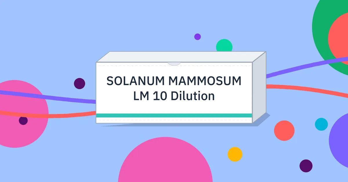 Symbolbild: Packung mit der Aufschrift SOLANUM MAMMOSUM LM 10 Dilution (PZN 13192337) – Verfügbarkeit und Bezug in Apotheken in Frankfurt am Main