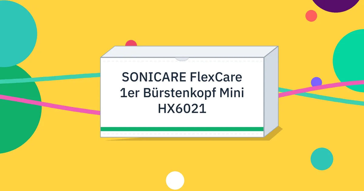 Symbolbild: Packung mit der Aufschrift SONICARE FlexCare 1er Bürstenkopf Mini HX6021 (PZN 05969792) – Verfügbarkeit und Bezug in Apotheken in Frankfurt am Main