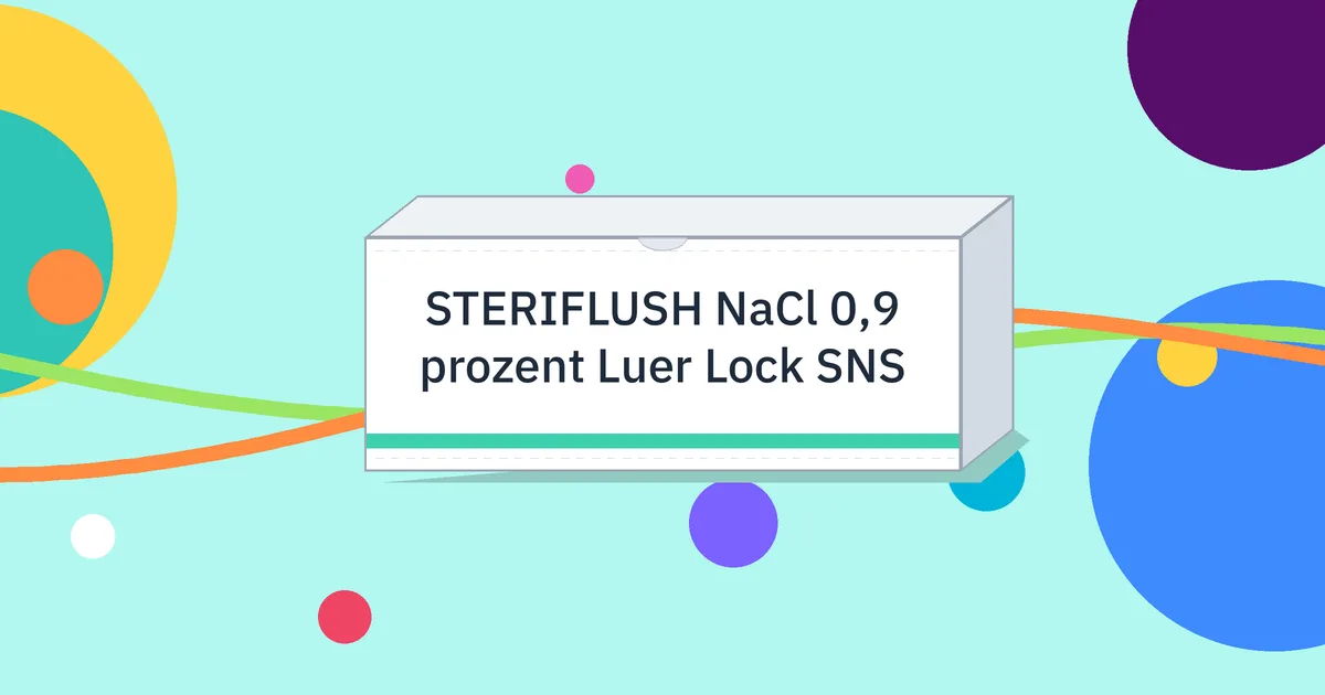 Symbolbild: Packung mit der Aufschrift STERIFLUSH NaCl 0,9 prozent Luer Lock SNS (PZN 20617091) – Verfügbarkeit und Bezug in Apotheken in Frankfurt am Main