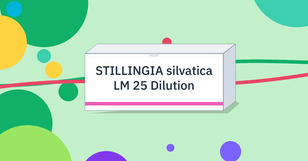 Symbolbild: Packung mit der Aufschrift STILLINGIA silvatica LM 25 Dilution (PZN 13201527) – Verfügbarkeit und Bezug in Apotheken in Frankfurt am Main
