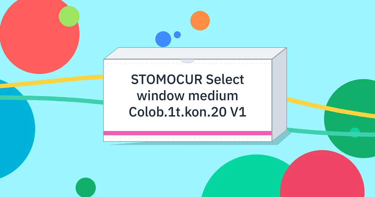 Symbolbild: Packung mit der Aufschrift STOMOCUR Select window medium Colob.1t.kon.20 V1 (PZN 11549232) – Verfügbarkeit und Bezug in Apotheken in Frankfurt am Main