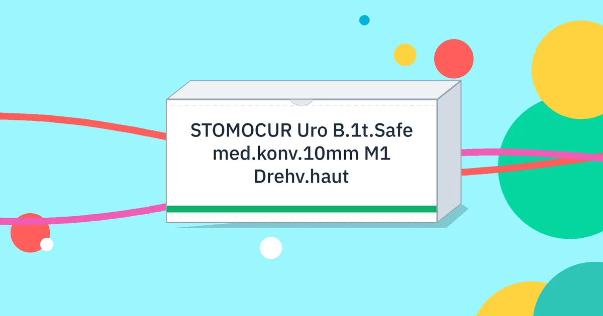 Symbolbild: Packung mit der Aufschrift STOMOCUR Uro B.1t.Safe med.konv.10mm M1 Drehv.haut (PZN 18192684) – Verfügbarkeit und Bezug in Apotheken in Frankfurt am Main