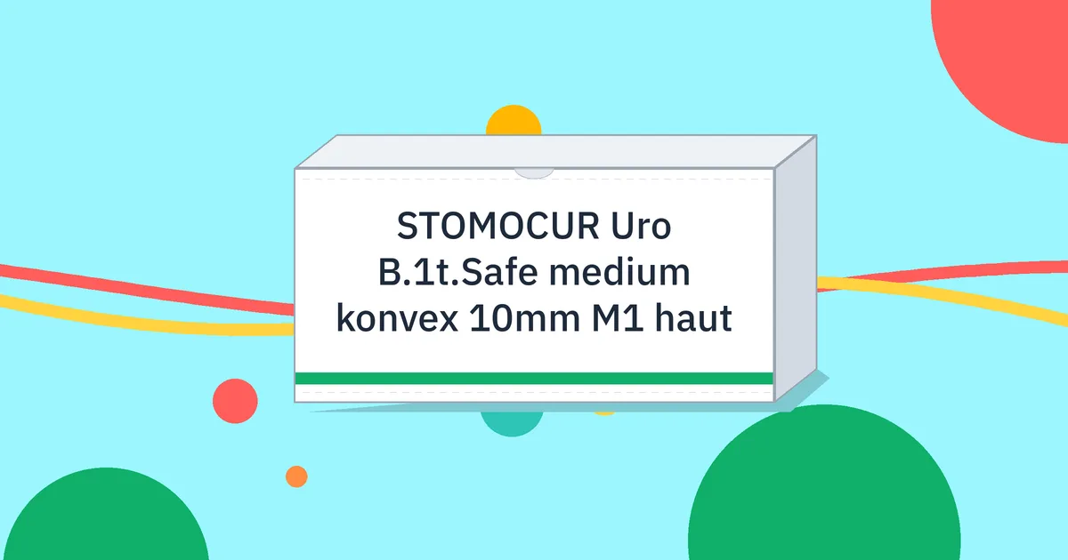 Symbolbild: Packung mit der Aufschrift STOMOCUR Uro B.1t.Safe medium konvex 10mm M1 haut (PZN 18192626) – Verfügbarkeit und Bezug in Apotheken in Frankfurt am Main