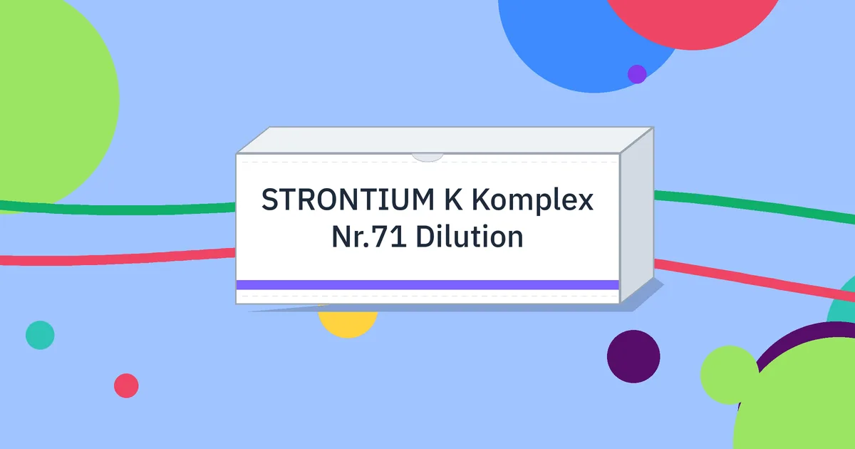 Symbolbild: Packung mit der Aufschrift STRONTIUM K Komplex Nr.71 Dilution (PZN 04484549) – Verfügbarkeit und Bezug in Apotheken in Frankfurt am Main