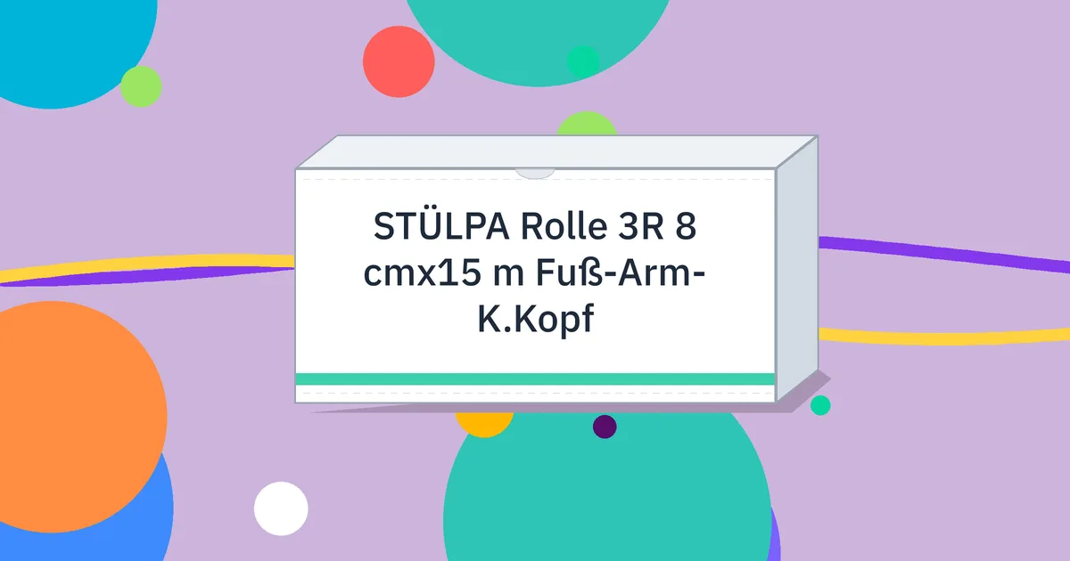 Symbolbild: Packung mit der Aufschrift STÜLPA Rolle 3R 8 cmx15 m Fuß-Arm-K.Kopf (PZN 00983037) – Verfügbarkeit und Bezug in Apotheken in Frankfurt am Main