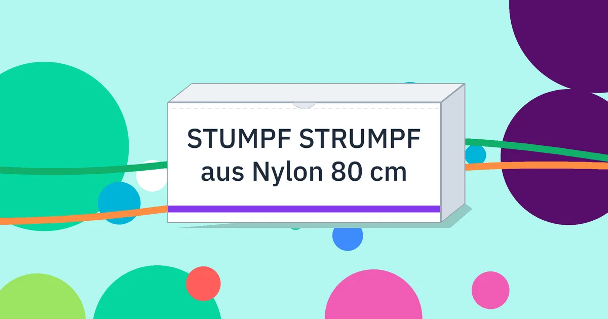Symbolbild: Packung mit der Aufschrift STUMPF STRUMPF aus Nylon 80 cm (PZN 01978788) – Verfügbarkeit und Bezug in Apotheken in Frankfurt am Main