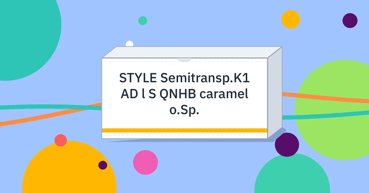 Symbolbild: Packung mit der Aufschrift STYLE Semitransp.K1 AD l S QNHB caramel o.Sp. (PZN 18869336) – Verfügbarkeit und Bezug in Apotheken in Frankfurt am Main