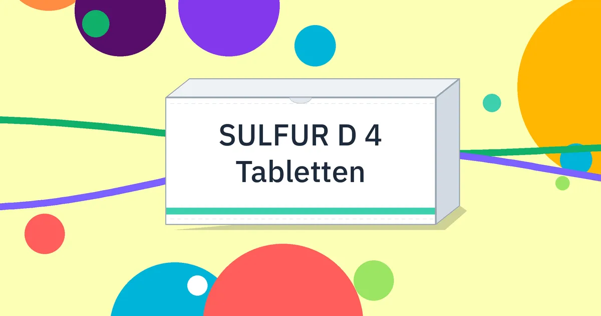 Symbolbild: Packung mit der Aufschrift SULFUR D 4 Tabletten (PZN 01787226) – Verfügbarkeit und Bezug in Apotheken in Frankfurt am Main