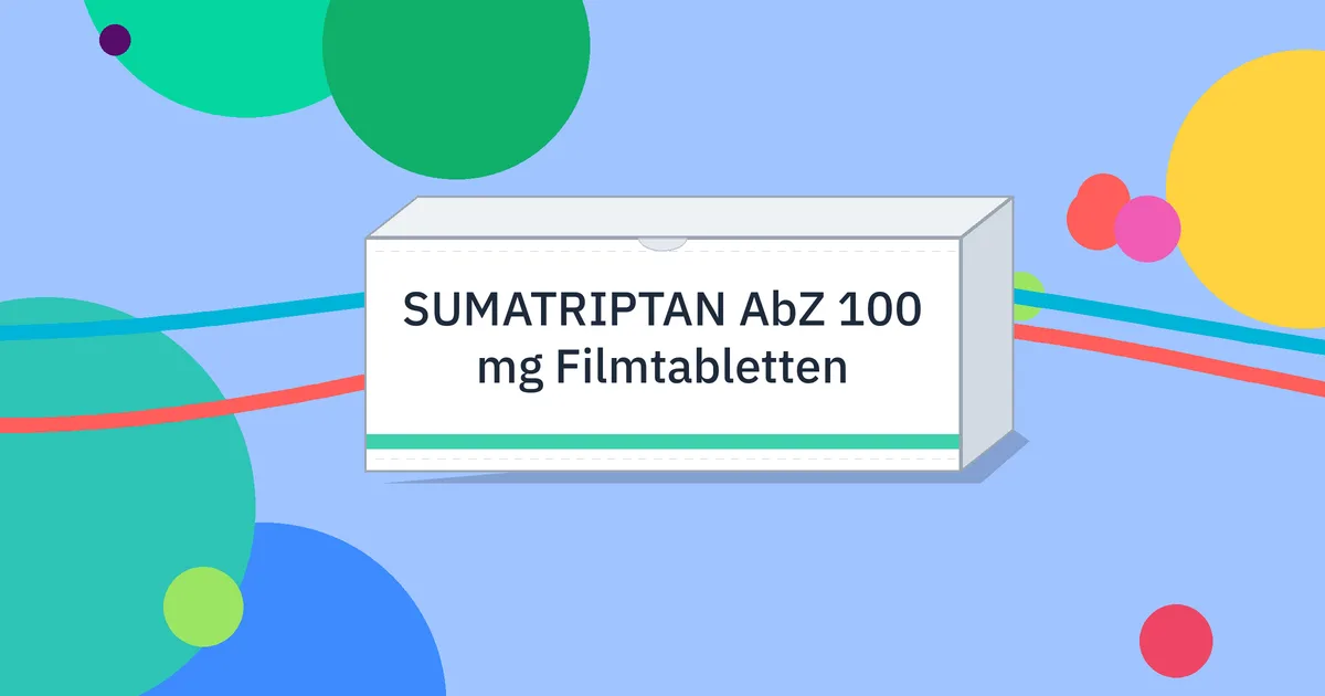 Symbolbild: Packung mit der Aufschrift SUMATRIPTAN AbZ 100 mg Filmtabletten (PZN 06621938) – Verfügbarkeit und Bezug in Apotheken in Frankfurt am Main