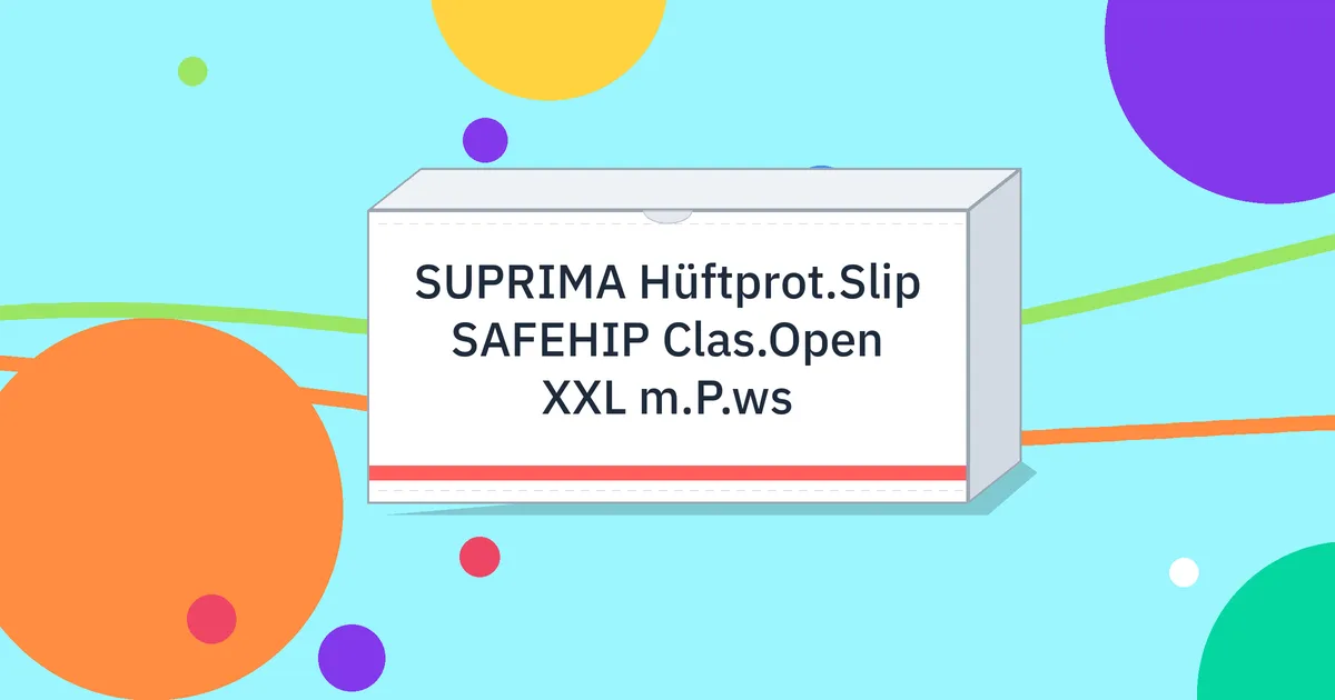 Symbolbild: Packung mit der Aufschrift SUPRIMA Hüftprot.Slip SAFEHIP Clas.Open XXL m.P.ws (PZN 13818713) – Verfügbarkeit und Bezug in Apotheken in Frankfurt am Main