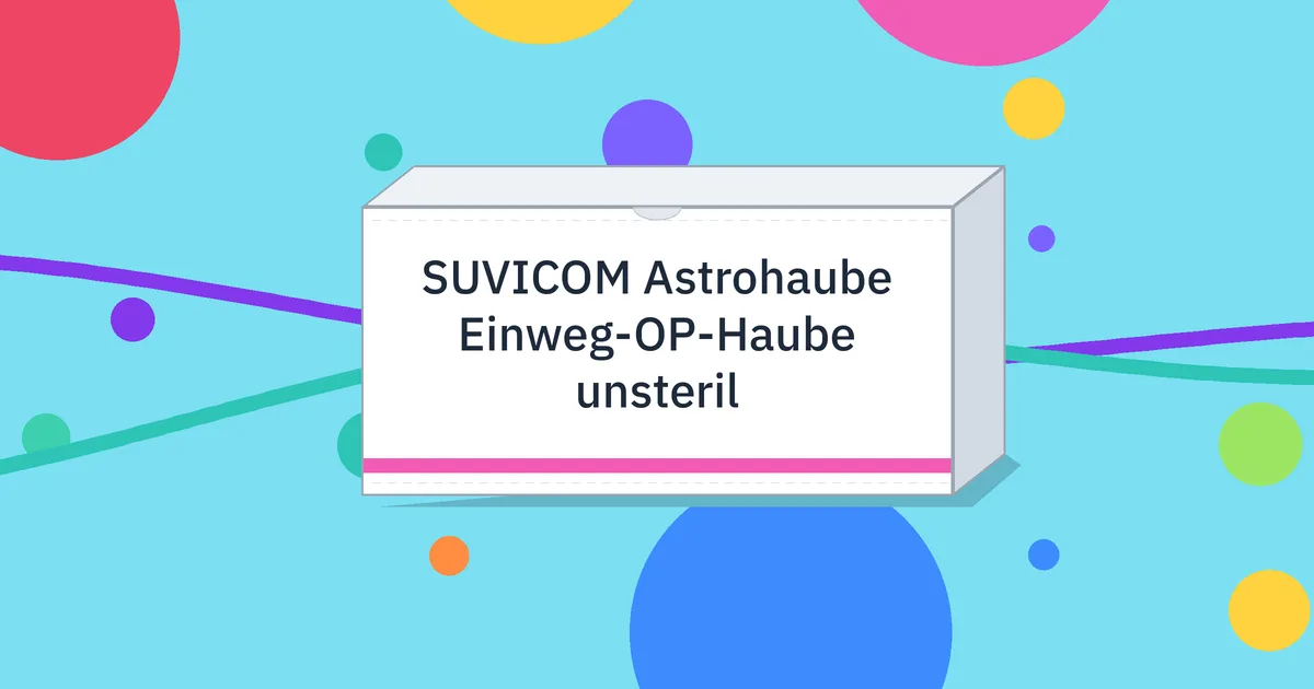 Symbolbild: Packung mit der Aufschrift SUVICOM Astrohaube Einweg-OP-Haube unsteril (PZN 17539594) – Verfügbarkeit und Bezug in Apotheken in Frankfurt am Main