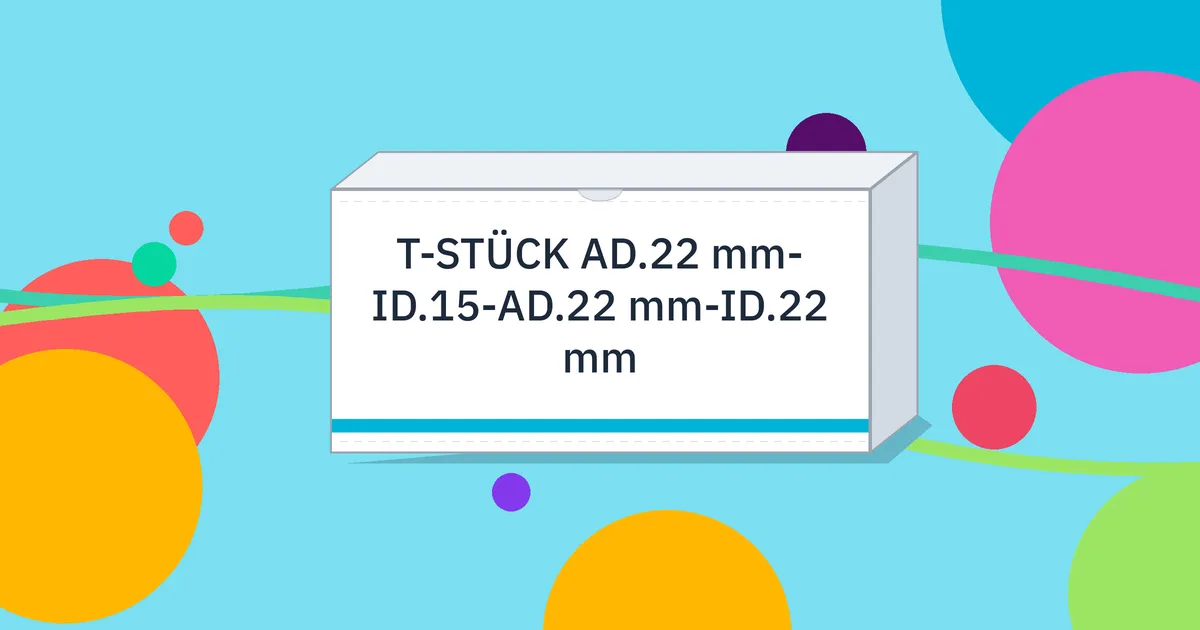 Symbolbild: Packung mit der Aufschrift T-STÜCK AD.22 mm-ID.15-AD.22 mm-ID.22 mm (PZN 17432258) – Verfügbarkeit und Bezug in Apotheken in Frankfurt am Main