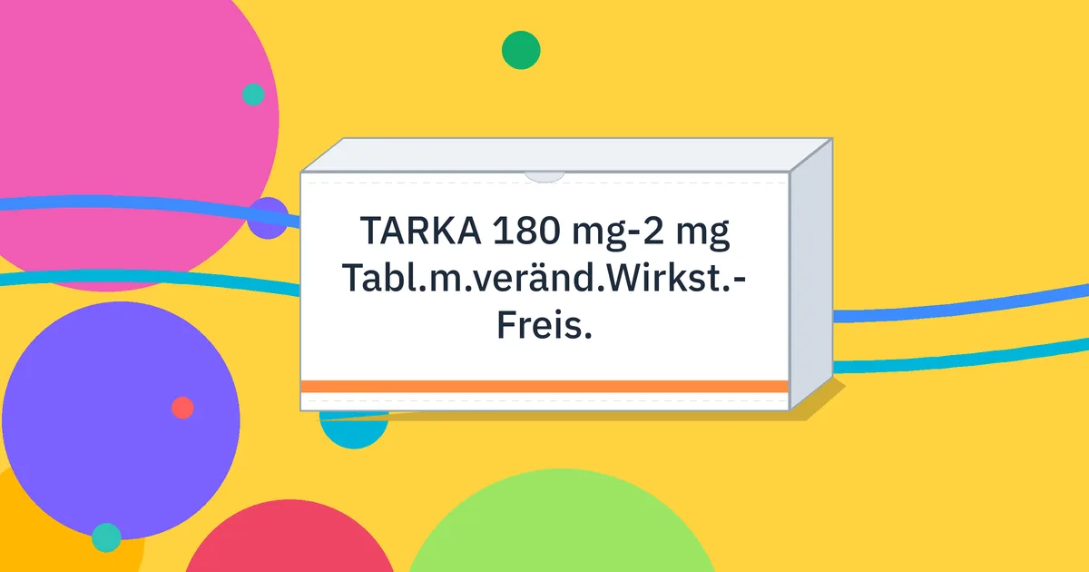Symbolbild: Packung mit der Aufschrift TARKA 180 mg-2 mg Tabl.m.veränd.Wirkst.-Freis. (PZN 04167323) – Verfügbarkeit und Bezug in Apotheken in Frankfurt am Main