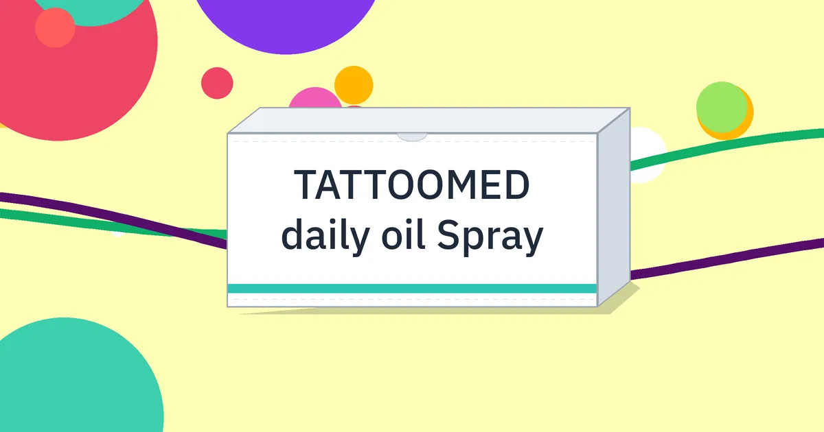Symbolbild: Packung mit der Aufschrift TATTOOMED daily oil Spray (PZN 19284129) – Verfügbarkeit und Bezug in Apotheken in Frankfurt am Main