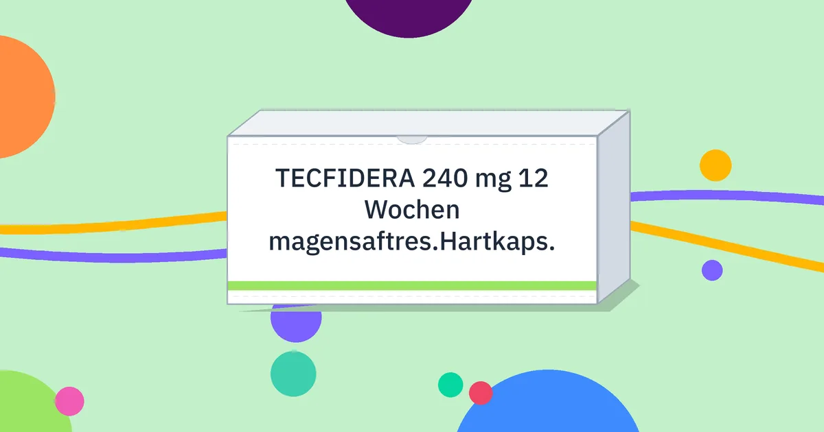 Symbolbild: Packung mit der Aufschrift TECFIDERA 240 mg 12 Wochen magensaftres.Hartkaps. (PZN 19056049) – Verfügbarkeit und Bezug in Apotheken in Frankfurt am Main