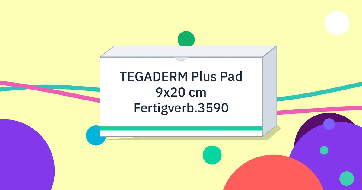 Symbolbild: Packung mit der Aufschrift TEGADERM Plus Pad 9x20 cm Fertigverb.3590 (PZN 05355245) – Verfügbarkeit und Bezug in Apotheken in Frankfurt am Main