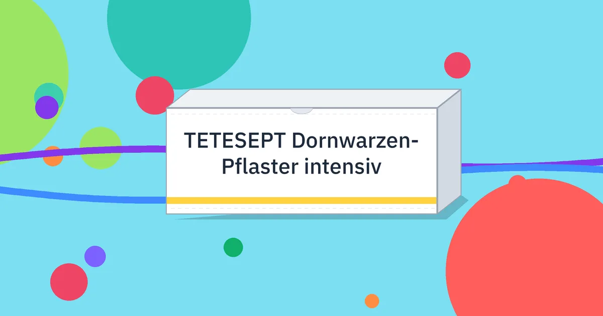 Symbolbild: Packung mit der Aufschrift TETESEPT Dornwarzen-Pflaster intensiv (PZN 16806188) – Verfügbarkeit und Bezug in Apotheken in Frankfurt am Main