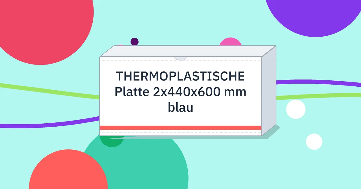 Symbolbild: Packung mit der Aufschrift THERMOPLASTISCHE Platte 2x440x600 mm blau (PZN 11550100) – Verfügbarkeit und Bezug in Apotheken in Frankfurt am Main