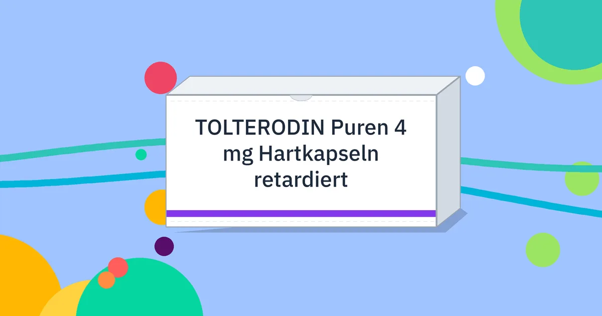 Symbolbild: Packung mit der Aufschrift TOLTERODIN Puren 4 mg Hartkapseln retardiert (PZN 11358377) – Verfügbarkeit und Bezug in Apotheken in Frankfurt am Main