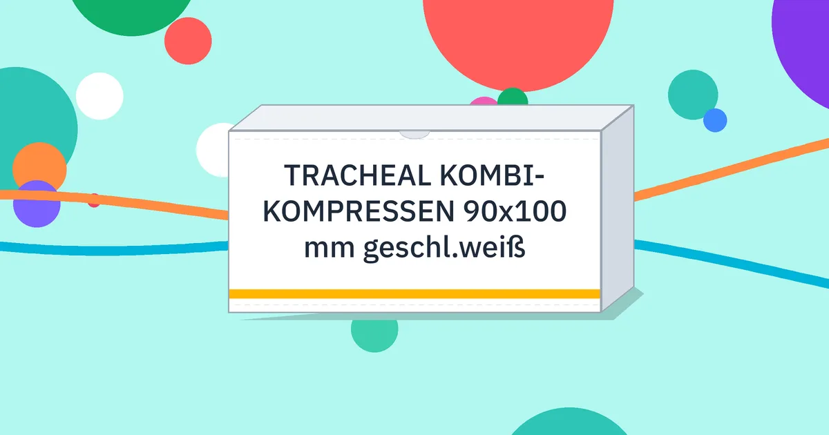 Symbolbild: Packung mit der Aufschrift TRACHEAL KOMBI-KOMPRESSEN 90x100 mm geschl.weiß (PZN 00140735) – Verfügbarkeit und Bezug in Apotheken in Frankfurt am Main