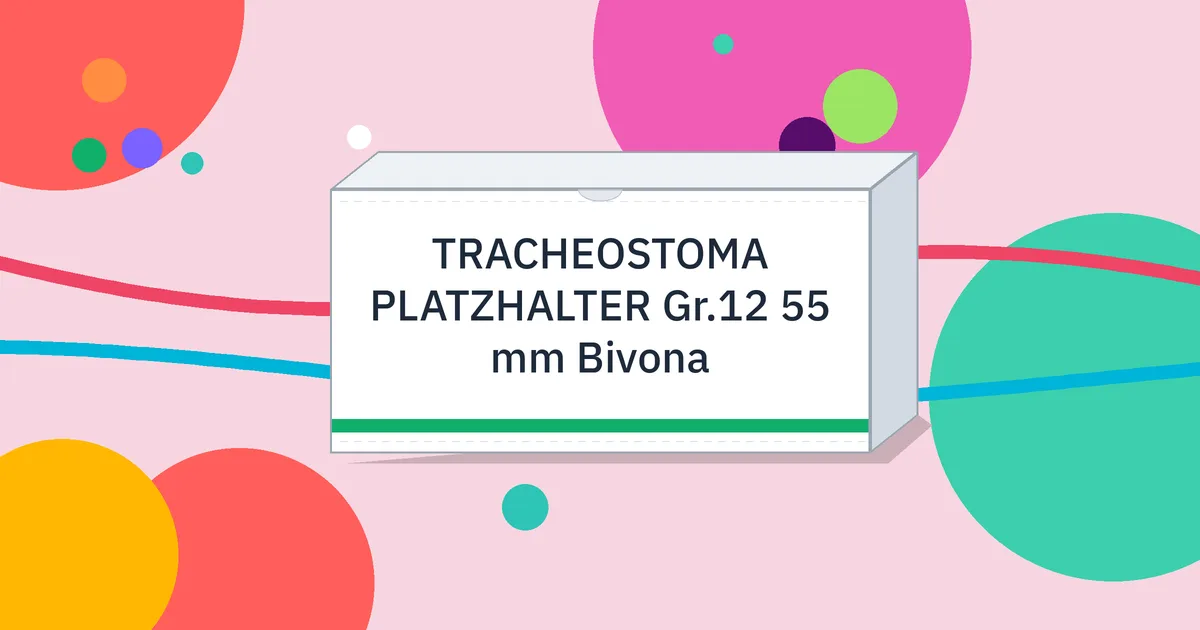 Symbolbild: Packung mit der Aufschrift TRACHEOSTOMA PLATZHALTER Gr.12 55 mm Bivona (PZN 02337100) – Verfügbarkeit und Bezug in Apotheken in Frankfurt am Main