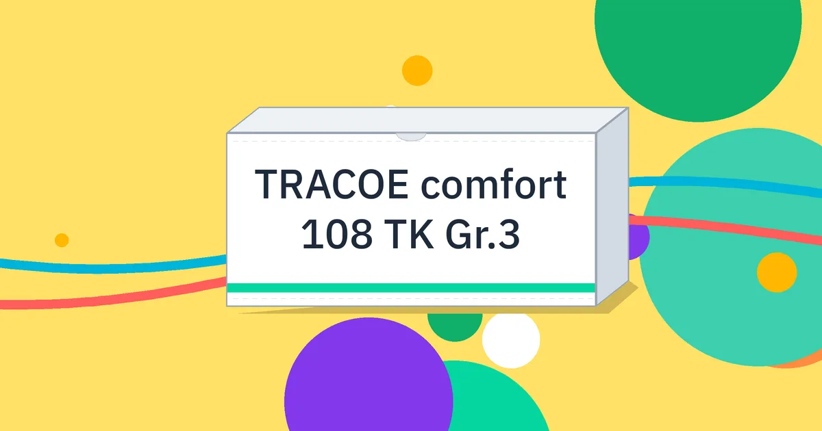 Symbolbild: Packung mit der Aufschrift TRACOE comfort 108 TK Gr.3 (PZN 10750340) – Verfügbarkeit und Bezug in Apotheken in Frankfurt am Main