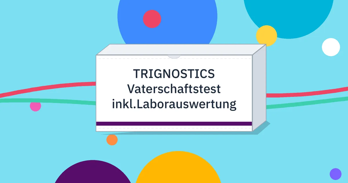 Symbolbild: Packung mit der Aufschrift TRIGNOSTICS Vaterschaftstest inkl.Laborauswertung (PZN 19182966) – Verfügbarkeit und Bezug in Apotheken in Frankfurt am Main