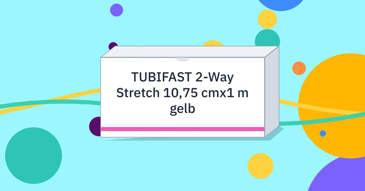 Symbolbild: Packung mit der Aufschrift TUBIFAST 2-Way Stretch 10,75 cmx1 m gelb (PZN 11003355) – Verfügbarkeit und Bezug in Apotheken in Frankfurt am Main