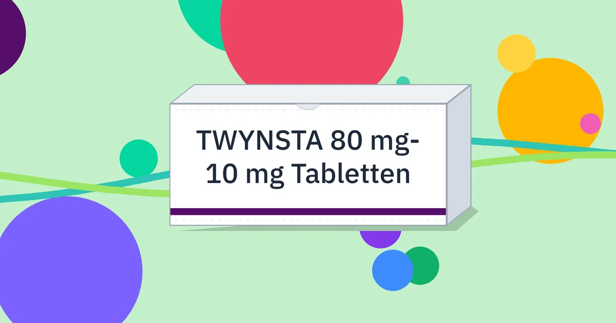 Symbolbild: Packung mit der Aufschrift TWYNSTA 80 mg-10 mg Tabletten (PZN 09640669) – Verfügbarkeit und Bezug in Apotheken in Frankfurt am Main