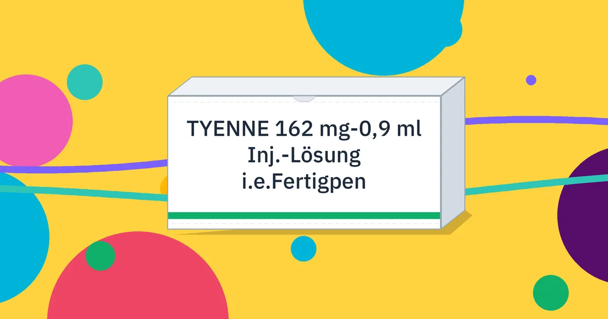 Symbolbild: Packung mit der Aufschrift TYENNE 162 mg-0,9 ml Inj.-Lösung i.e.Fertigpen (PZN 18817641) – Verfügbarkeit und Bezug in Apotheken in Frankfurt am Main