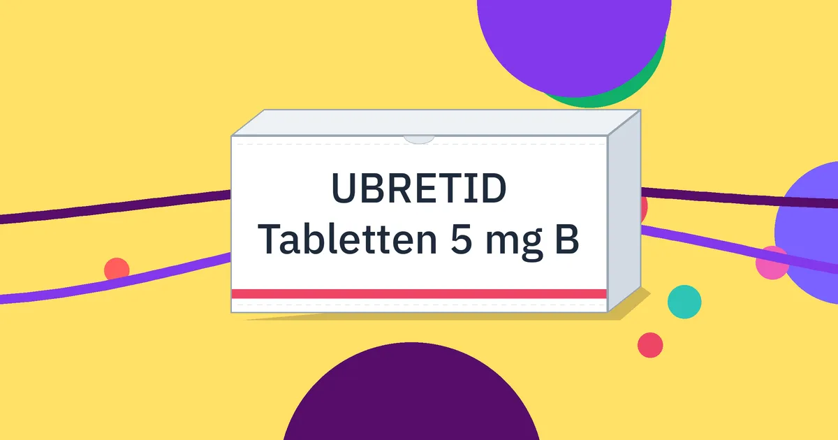 Symbolbild: Packung mit der Aufschrift UBRETID Tabletten 5 mg B (PZN 11539363) – Verfügbarkeit und Bezug in Apotheken in Frankfurt am Main