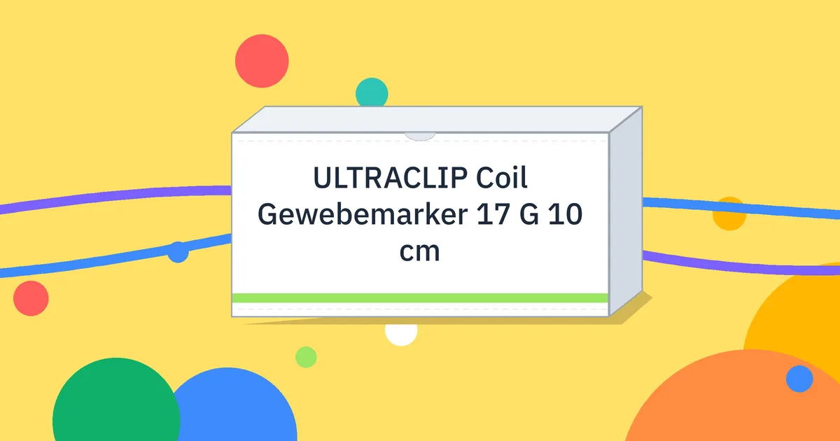 Symbolbild: Packung mit der Aufschrift ULTRACLIP Coil Gewebemarker 17 G 10 cm (PZN 03564950) – Verfügbarkeit und Bezug in Apotheken in Frankfurt am Main