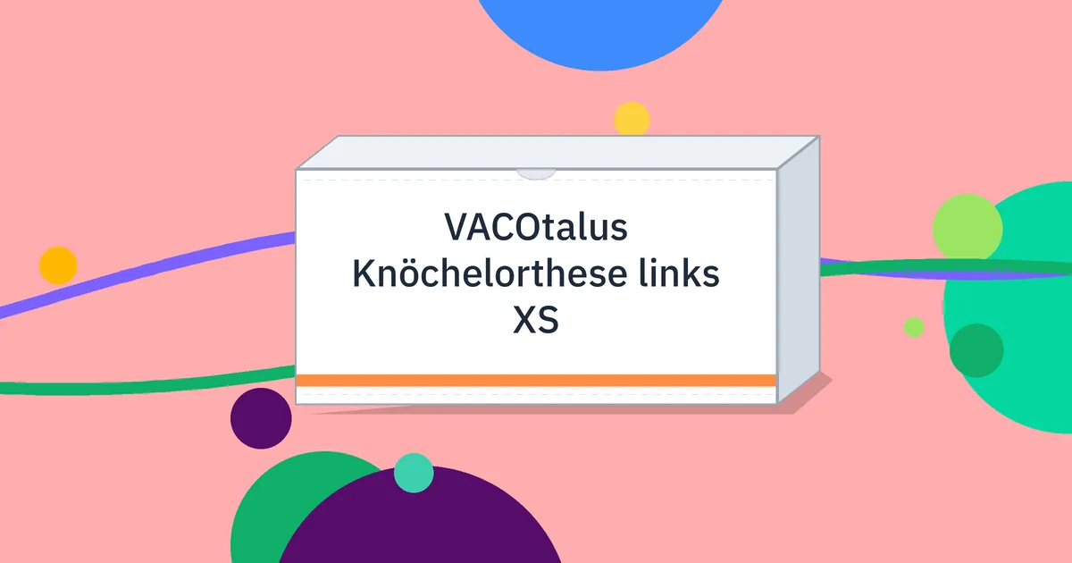 Symbolbild: Packung mit der Aufschrift VACOtalus Knöchelorthese links XS (PZN 19344848) – Verfügbarkeit und Bezug in Apotheken in Frankfurt am Main