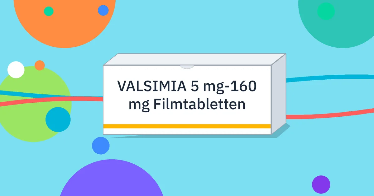Symbolbild: Packung mit der Aufschrift VALSIMIA 5 mg-160 mg Filmtabletten (PZN 15639481) – Verfügbarkeit und Bezug in Apotheken in Frankfurt am Main