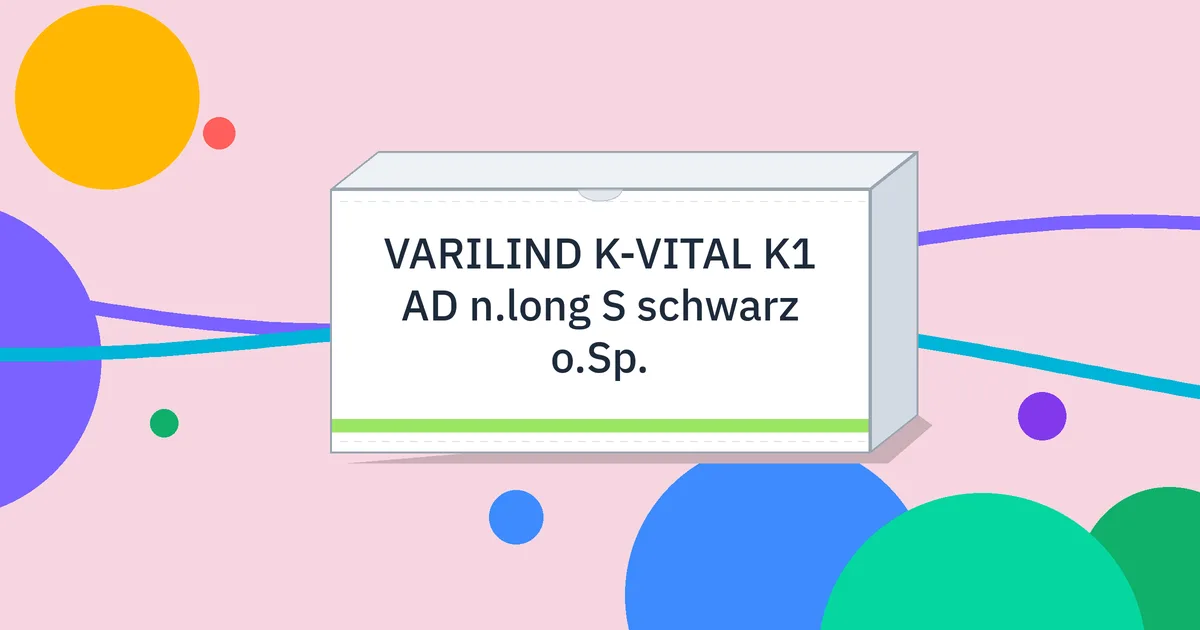 Symbolbild: Packung mit der Aufschrift VARILIND K-VITAL K1 AD n.long S schwarz o.Sp. (PZN 20566815) – Verfügbarkeit und Bezug in Apotheken in Frankfurt am Main