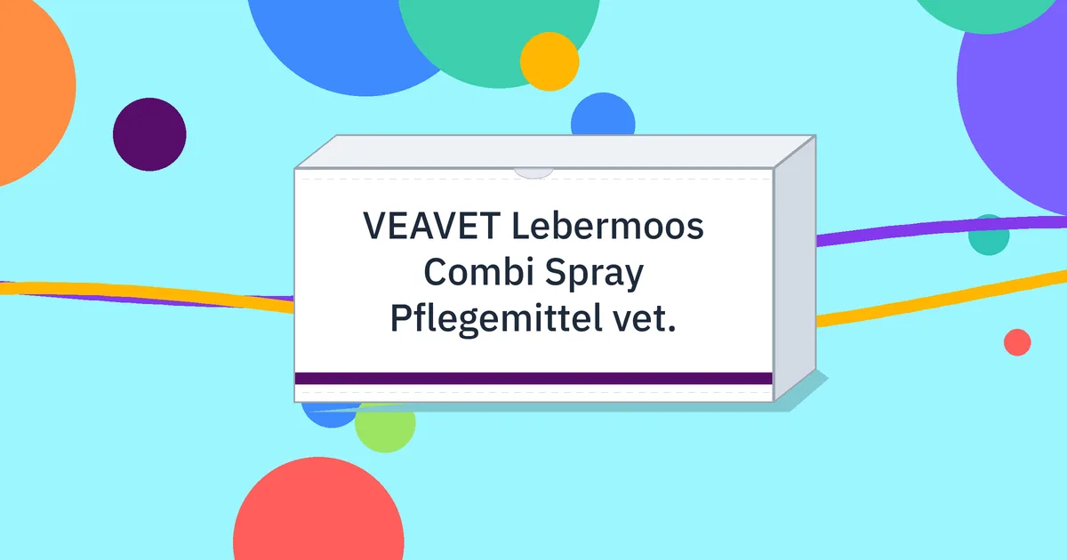 Symbolbild: Packung mit der Aufschrift VEAVET Lebermoos Combi Spray Pflegemittel vet. (PZN 16830181) – Verfügbarkeit und Bezug in Apotheken in Frankfurt am Main