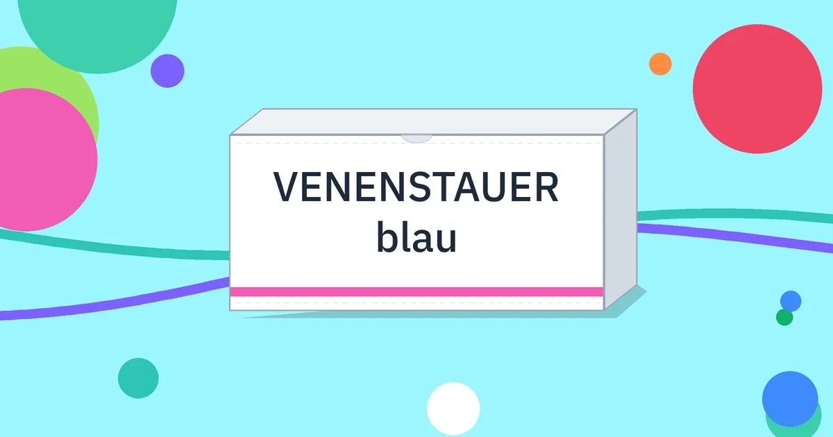 Symbolbild: Packung mit der Aufschrift VENENSTAUER blau (PZN 18657829) – Verfügbarkeit und Bezug in Apotheken in Frankfurt am Main