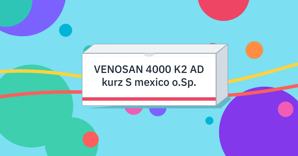 Symbolbild: Packung mit der Aufschrift VENOSAN 4000 K2 AD kurz S mexico o.Sp. (PZN 14423827) – Verfügbarkeit und Bezug in Apotheken in Frankfurt am Main