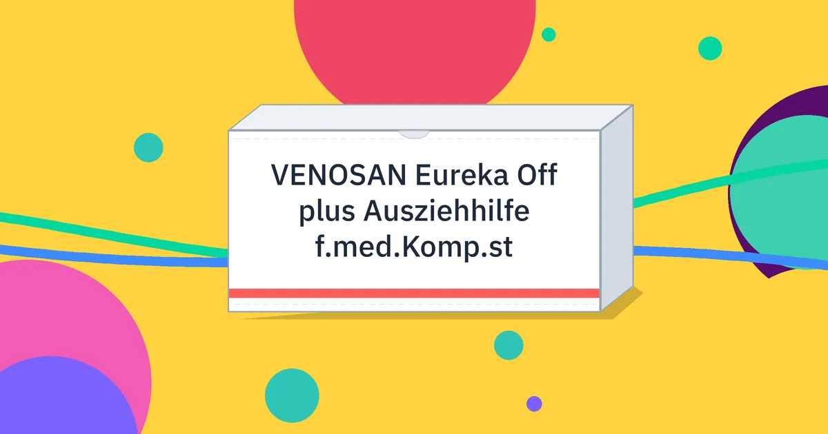 Symbolbild: Packung mit der Aufschrift VENOSAN Eureka Off plus Ausziehhilfe f.med.Komp.st (PZN 17894266) – Verfügbarkeit und Bezug in Apotheken in Frankfurt am Main