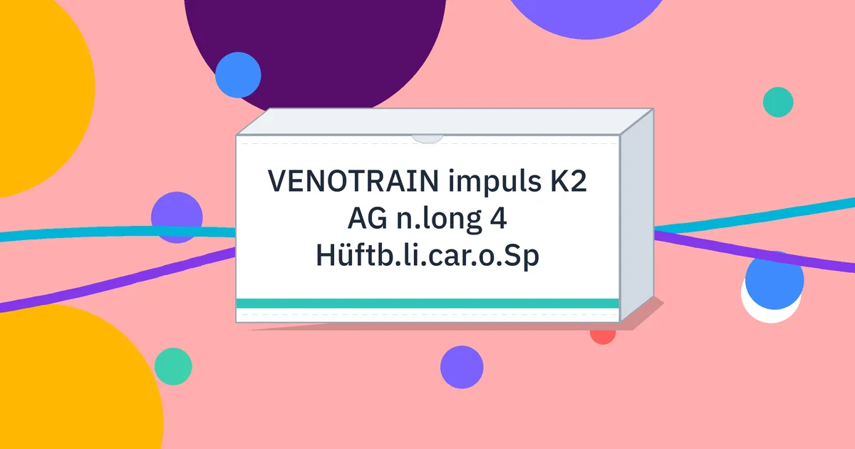Symbolbild: Packung mit der Aufschrift VENOTRAIN impuls K2 AG n.long 4 Hüftb.li.car.o.Sp (PZN 08424001) – Verfügbarkeit und Bezug in Apotheken in Frankfurt am Main