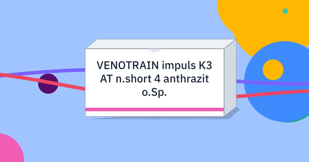 Symbolbild: Packung mit der Aufschrift VENOTRAIN impuls K3 AT n.short 4 anthrazit o.Sp. (PZN 19357012) – Verfügbarkeit und Bezug in Apotheken in Frankfurt am Main