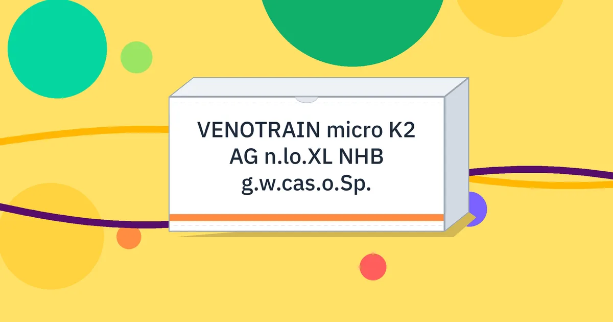 Symbolbild: Packung mit der Aufschrift VENOTRAIN micro K2 AG n.lo.XL NHB g.w.cas.o.Sp. (PZN 20761818) – Verfügbarkeit und Bezug in Apotheken in Frankfurt am Main