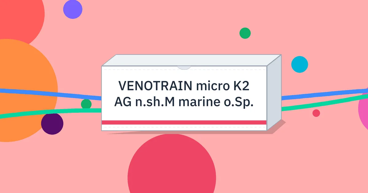 Symbolbild: Packung mit der Aufschrift VENOTRAIN micro K2 AG n.sh.M marine o.Sp. (PZN 04355645) – Verfügbarkeit und Bezug in Apotheken in Frankfurt am Main