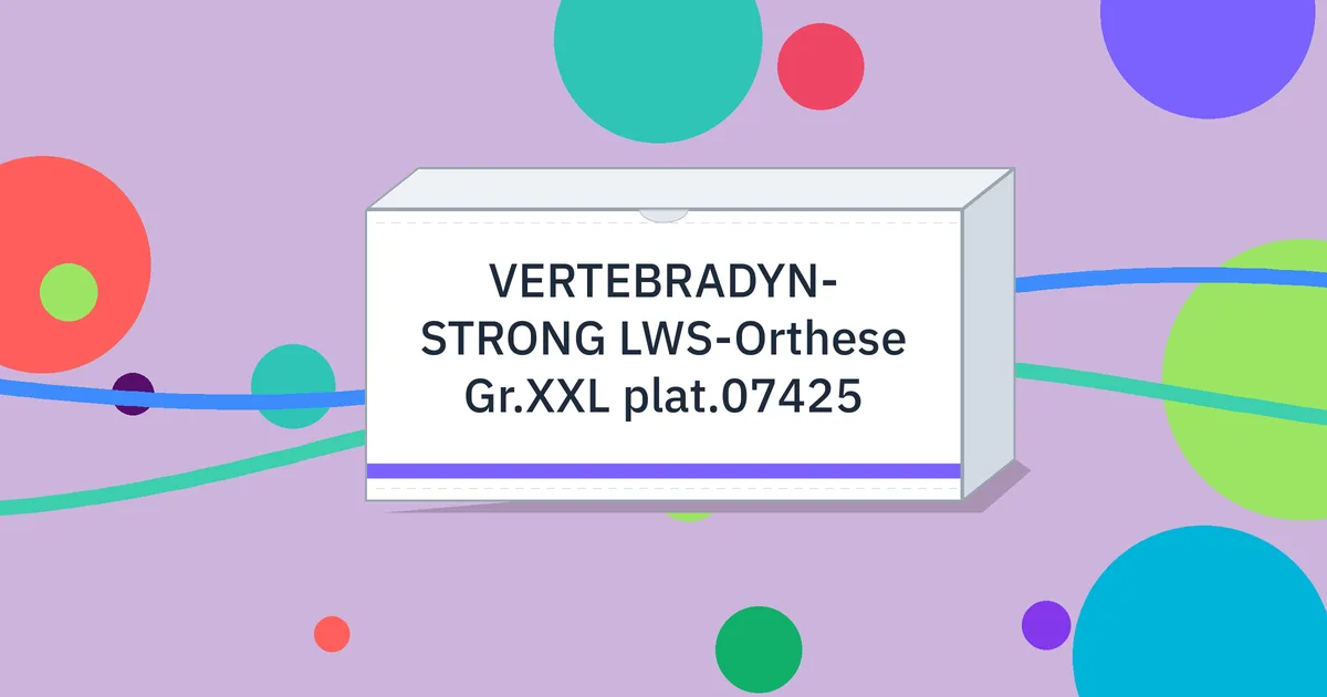 Symbolbild: Packung mit der Aufschrift VERTEBRADYN-STRONG LWS-Orthese Gr.XXL plat.07425 (PZN 06826876) – Verfügbarkeit und Bezug in Apotheken in Frankfurt am Main