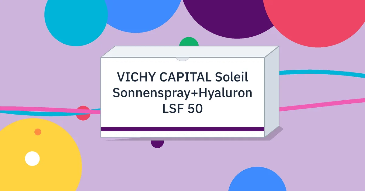 Symbolbild: Packung mit der Aufschrift VICHY CAPITAL Soleil Sonnenspray+Hyaluron LSF 50 (PZN 15881503) – Verfügbarkeit und Bezug in Apotheken in Frankfurt am Main