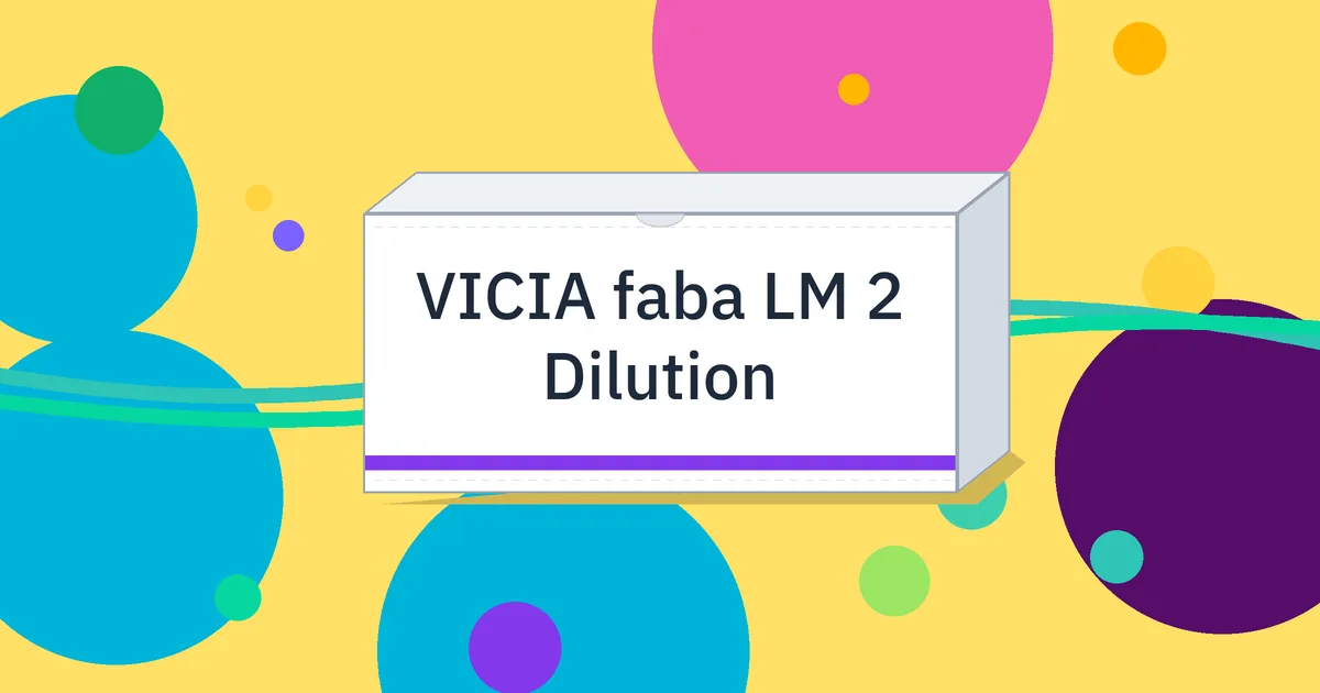 Symbolbild: Packung mit der Aufschrift VICIA faba LM 2 Dilution (PZN 13272450) – Verfügbarkeit und Bezug in Apotheken in Frankfurt am Main
