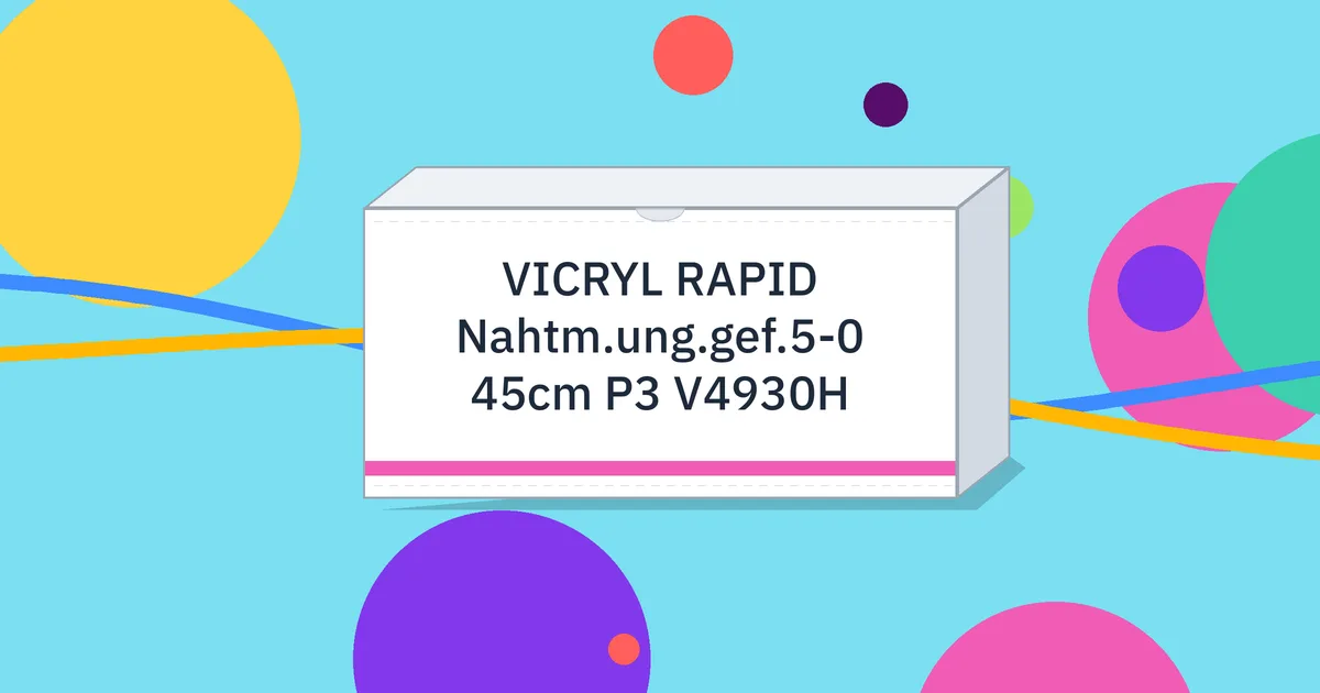 Symbolbild: Packung mit der Aufschrift VICRYL RAPID Nahtm.ung.gef.5-0 45cm P3 V4930H (PZN 16256635) – Verfügbarkeit und Bezug in Apotheken in Frankfurt am Main
