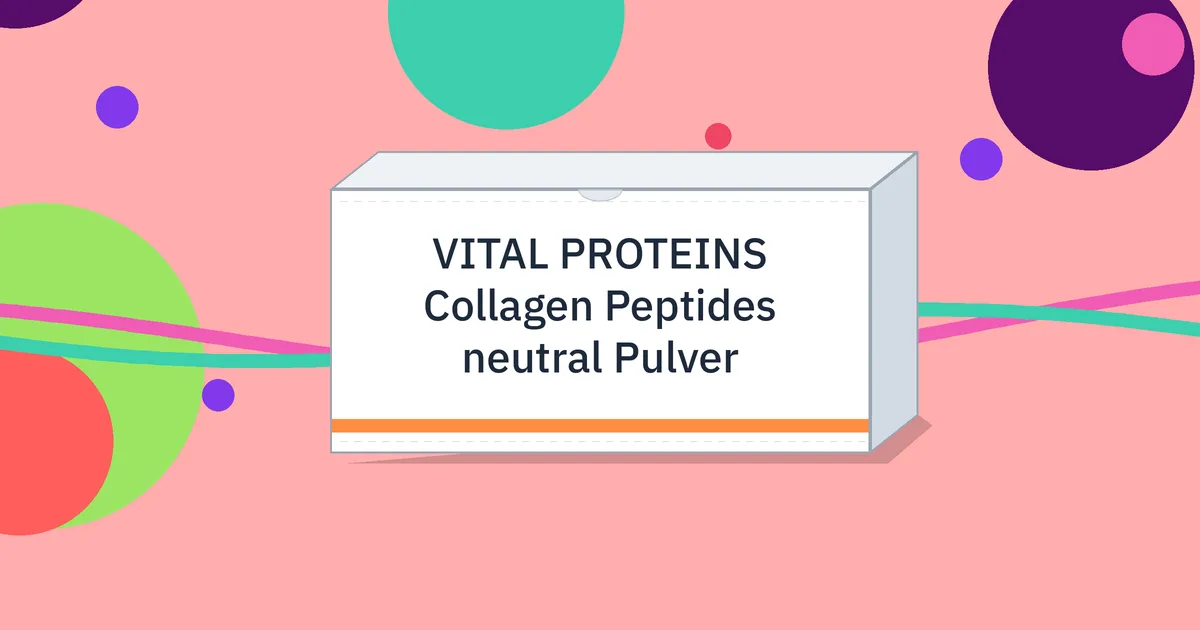 Symbolbild: Packung mit der Aufschrift VITAL PROTEINS Collagen Peptides neutral Pulver (PZN 16933573) – Verfügbarkeit und Bezug in Apotheken in Frankfurt am Main