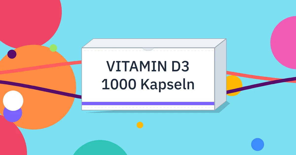 Symbolbild: Packung mit der Aufschrift VITAMIN D3 1000 Kapseln (PZN 10297449) – Verfügbarkeit und Bezug in Apotheken in Frankfurt am Main